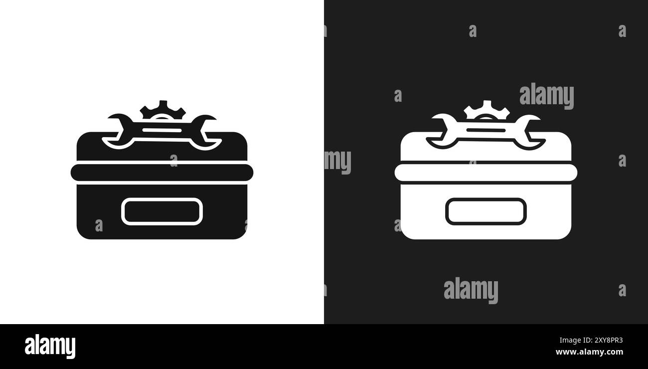 Toolbox icon logo sign vector outline in black and white color Stock ...