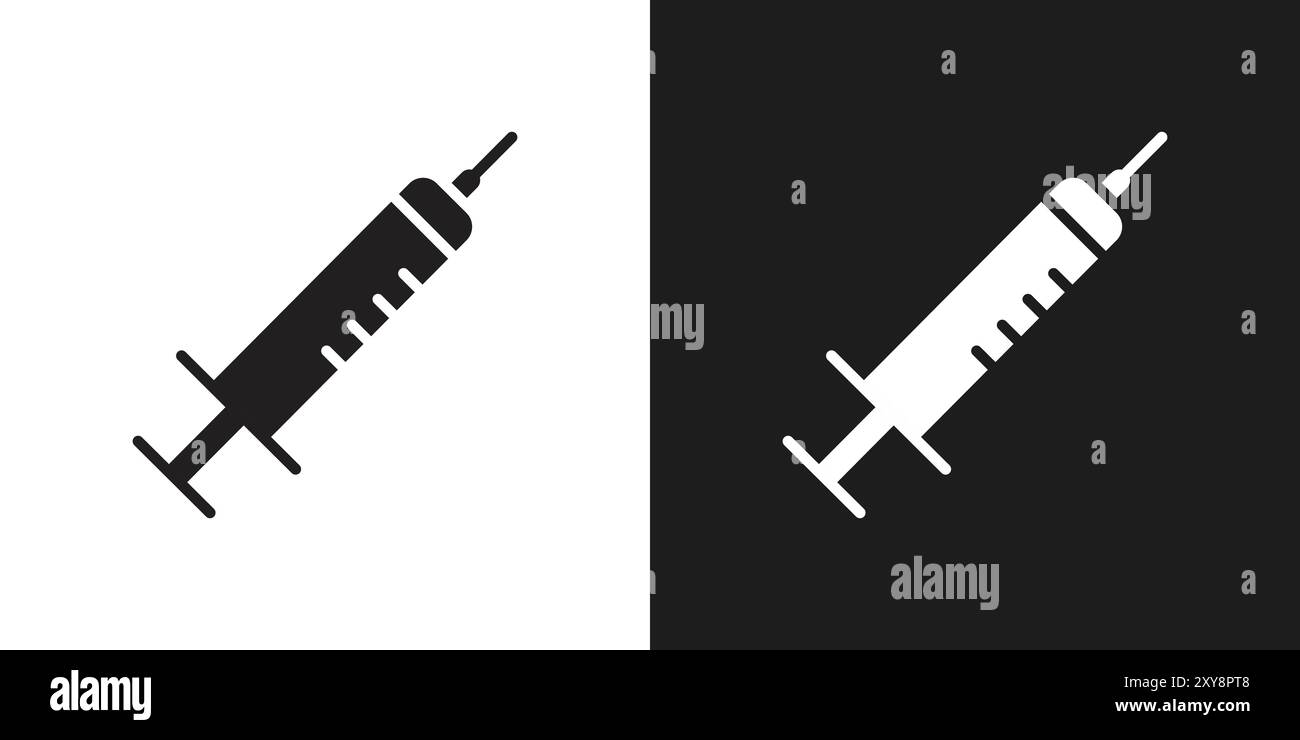 Syringe icon logo sign vector outline in black and white color Stock ...