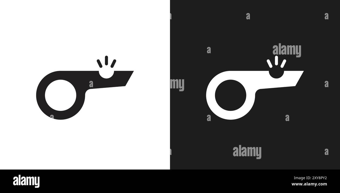 Whistle icon logo sign vector outline in black and white color Stock ...