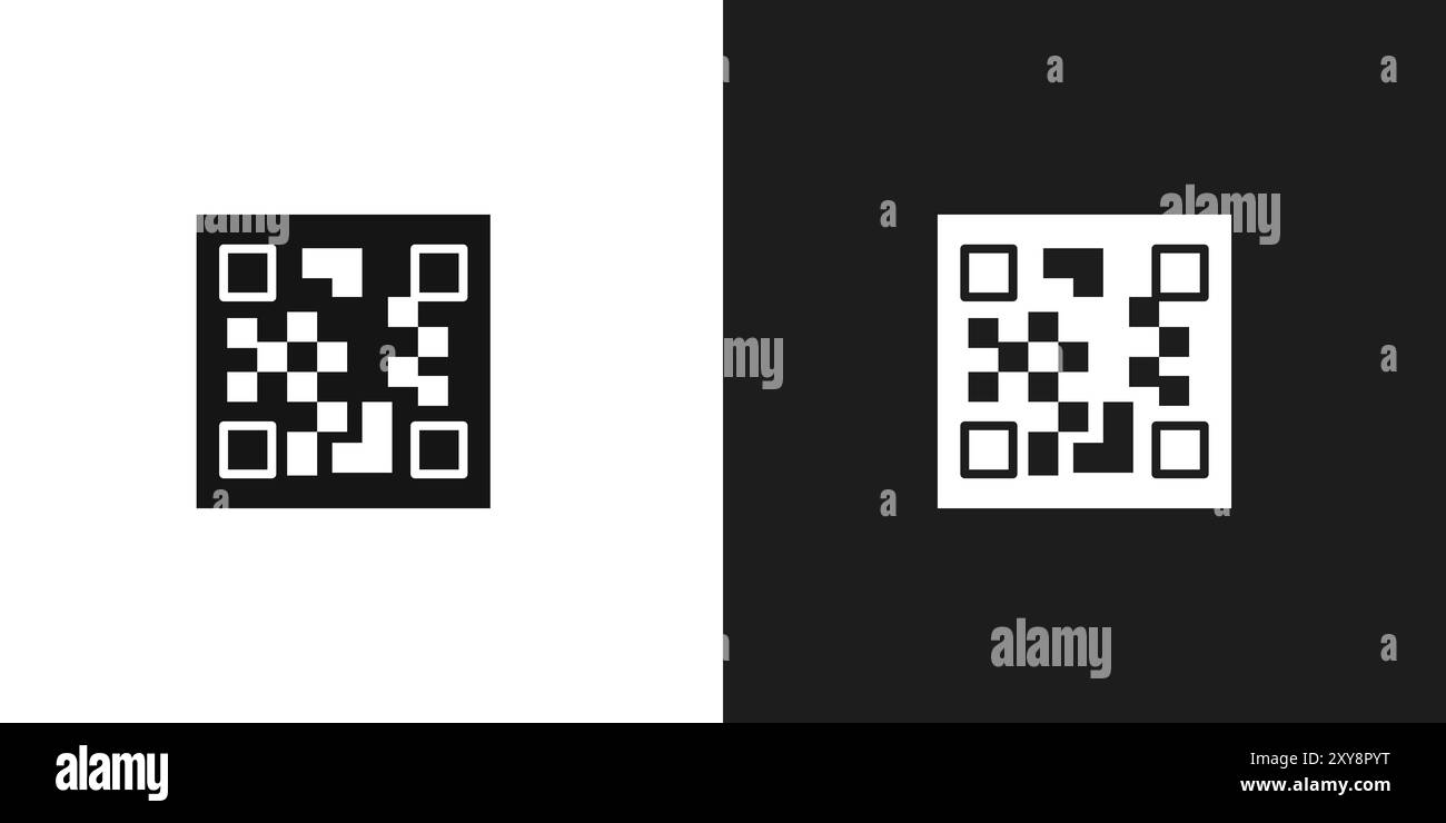 Qrcode icon logo sign vector outline in black and white color Stock ...