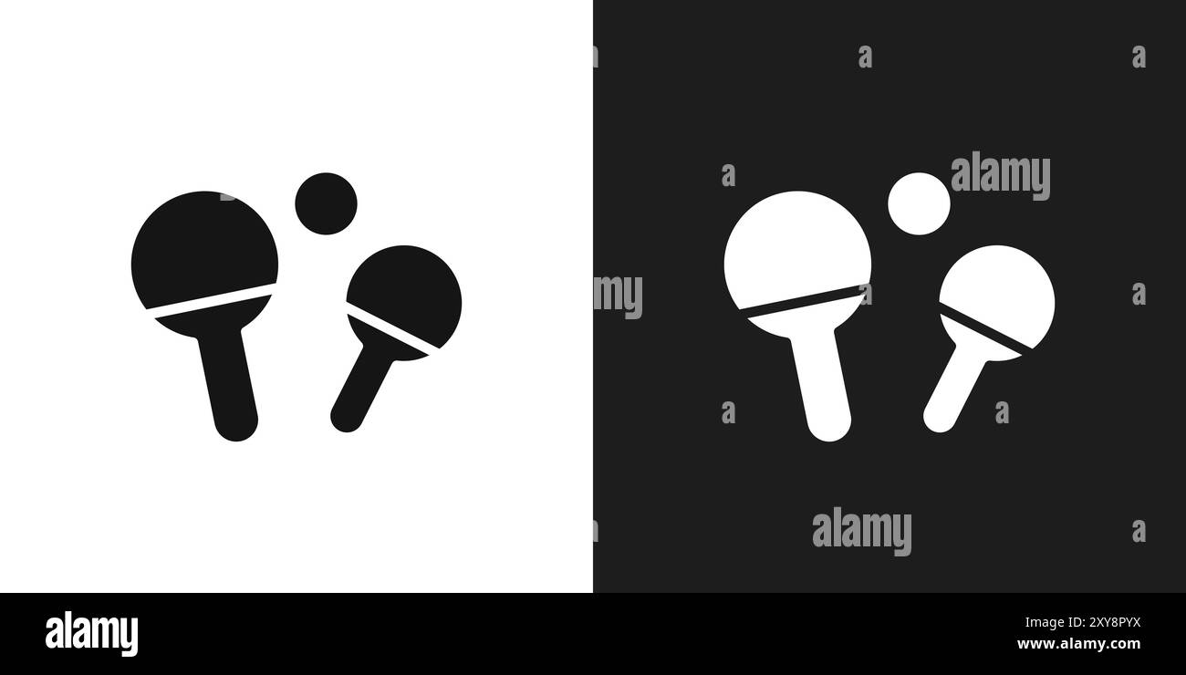 Ping pong icon logo sign vector outline in black and white color Stock ...