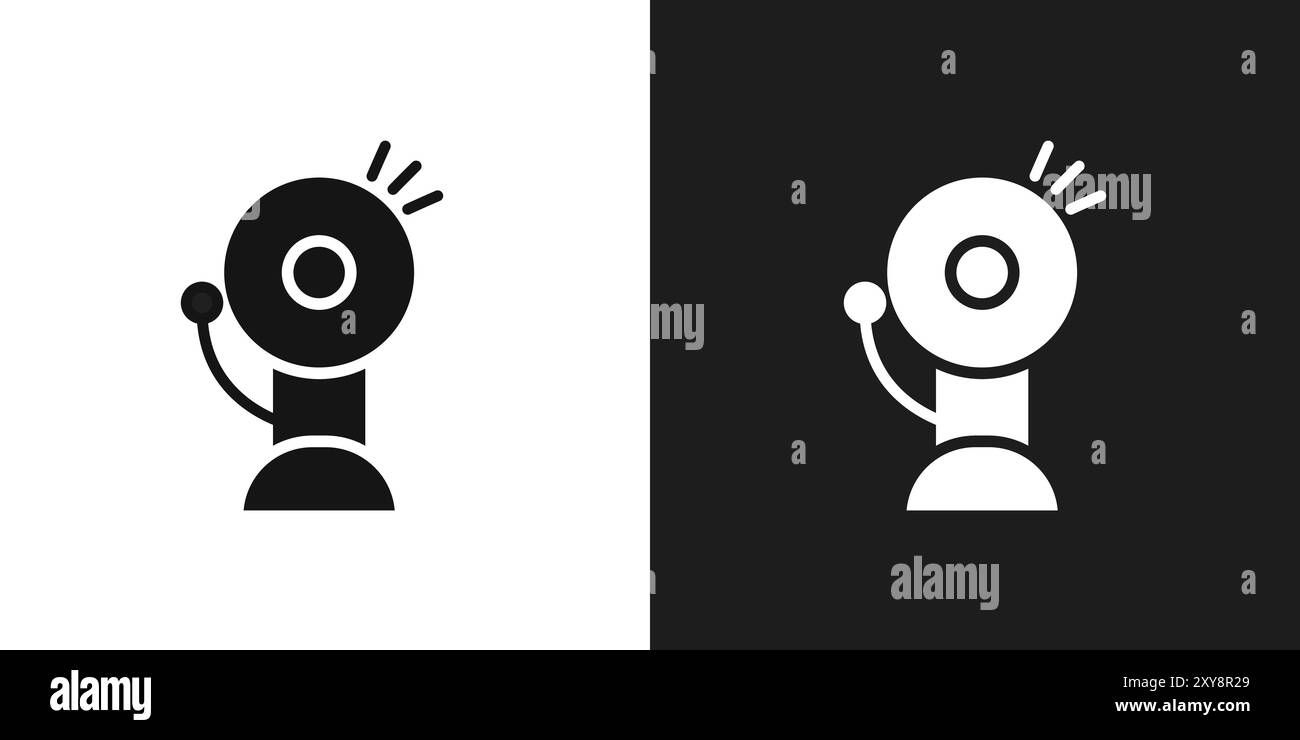 School bell icon logo sign vector outline in black and white color ...