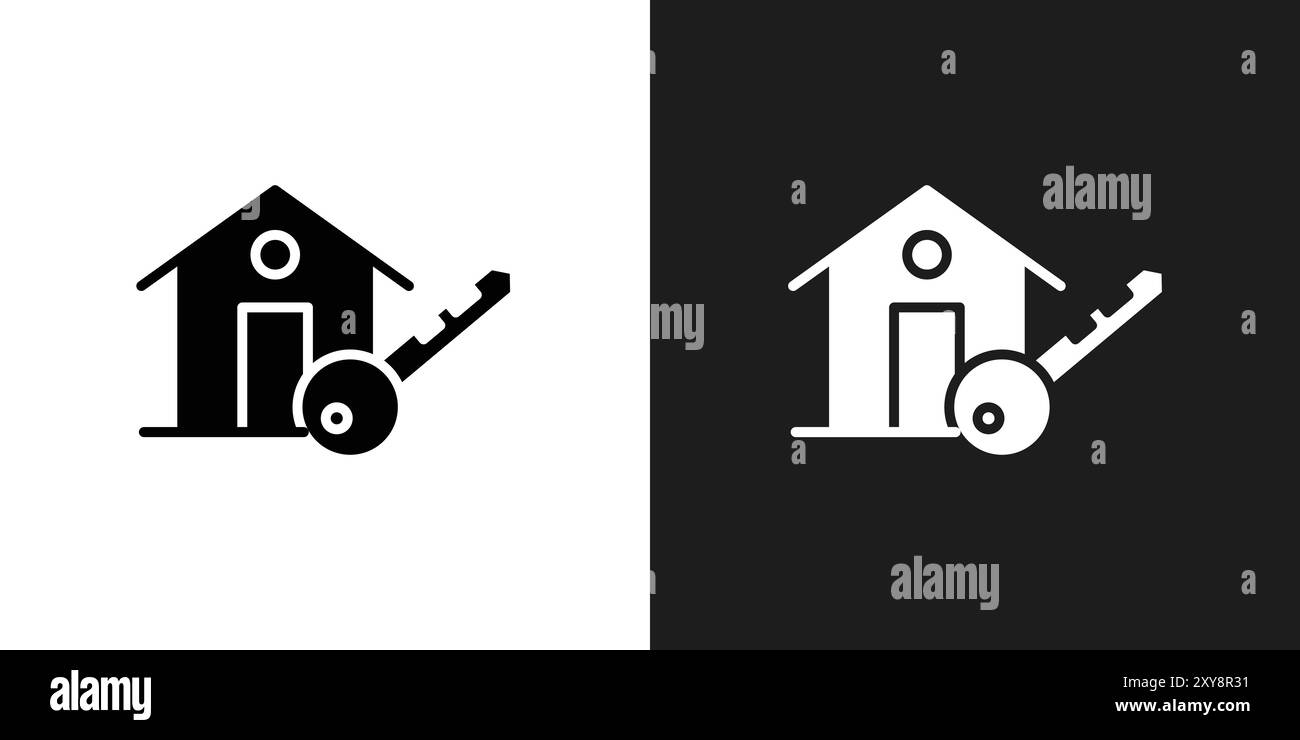 Selling or rent home icon logo sign vector outline in black and white ...