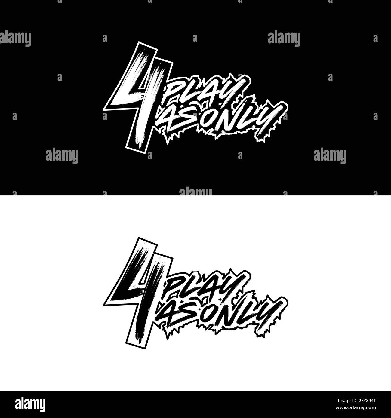 four play as only calligraphy hand written graffiti logo design Stock ...