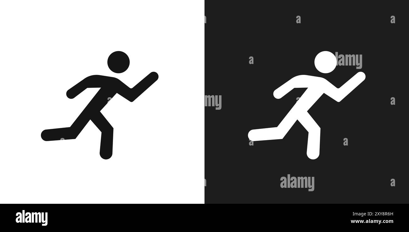 Running icon logo sign vector outline in black and white color Stock ...