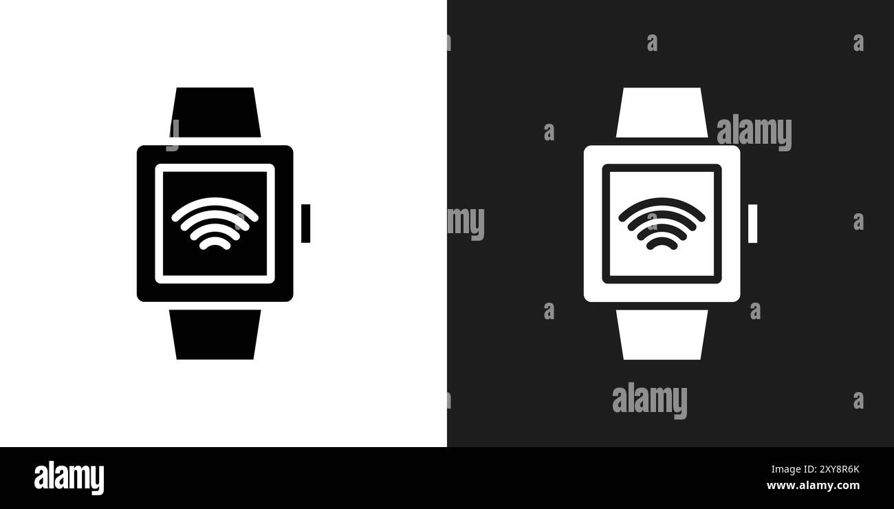 Smartwatch icon logo sign vector outline in black and white color Stock ...