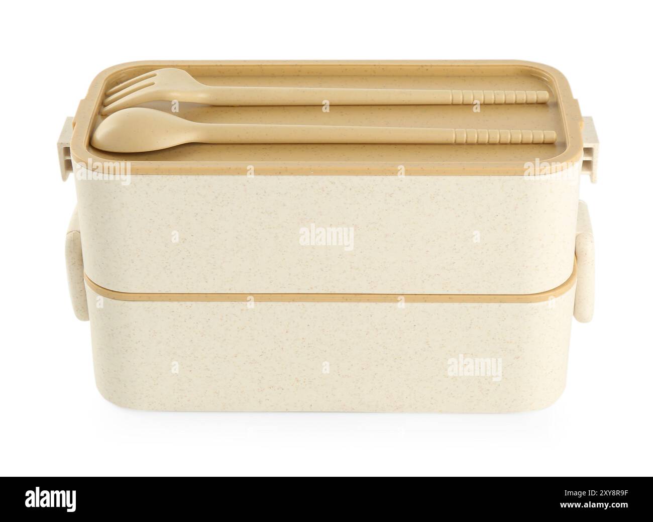 Plastic lunch boxes with cutlery isolated on white Stock Photo - Alamy