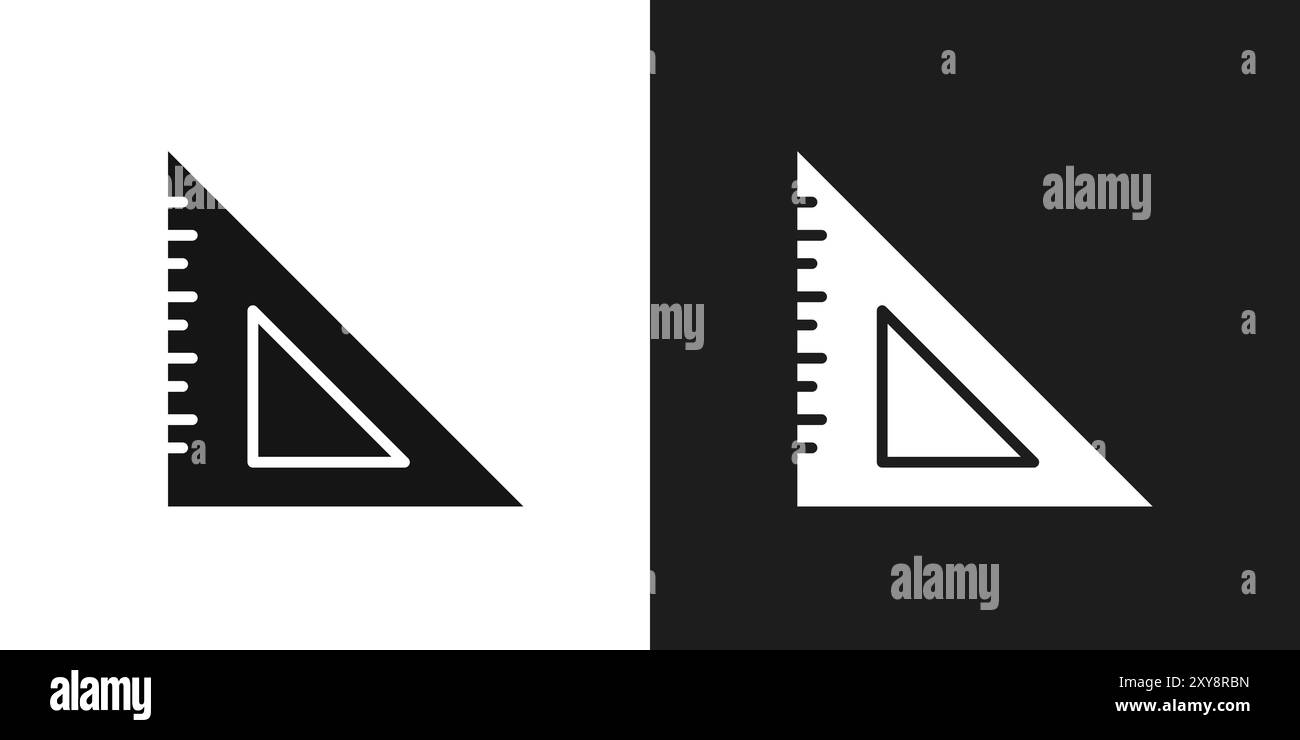 Triangle Ruler icon logo sign vector outline in black and white color ...