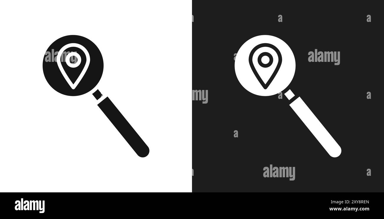 Search Location icon logo sign vector outline in black and white color ...
