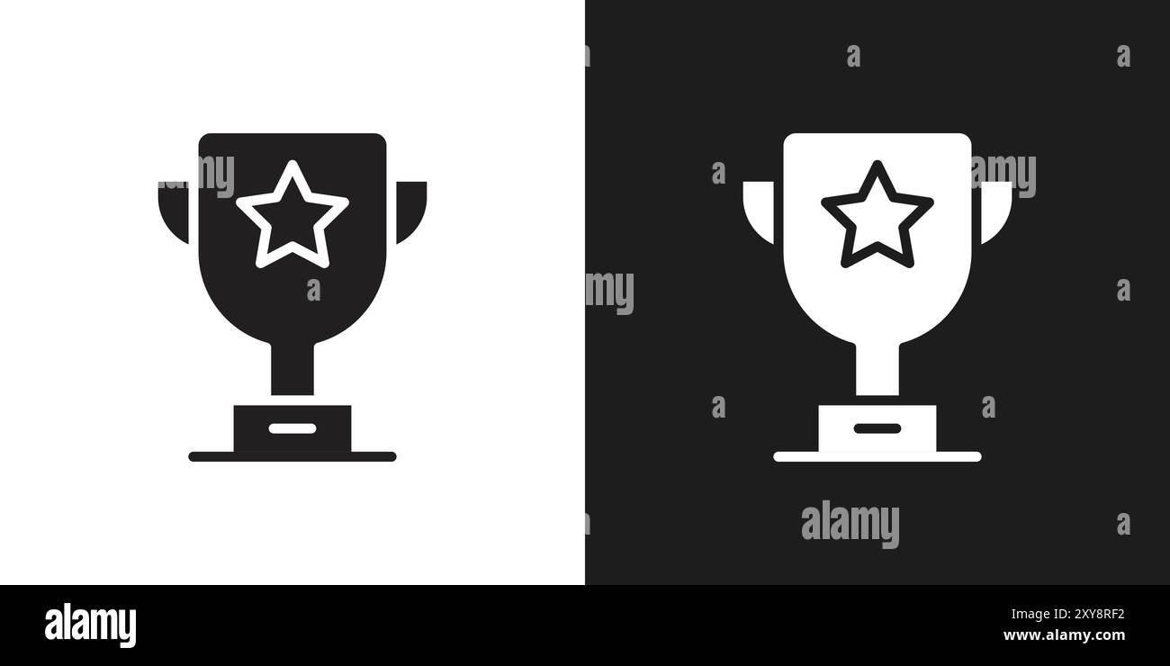Trophy icon logo sign vector outline in black and white color Stock ...