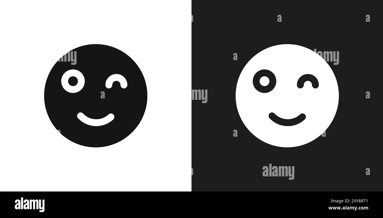 Smile wink icon logo sign vector outline in black and white color Stock ...