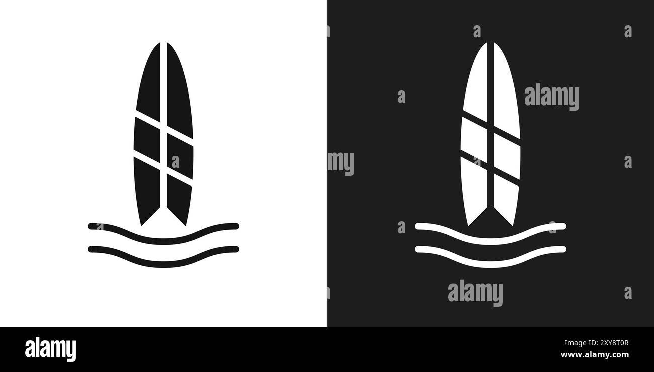 Surfing icon logo sign vector outline in black and white color Stock ...