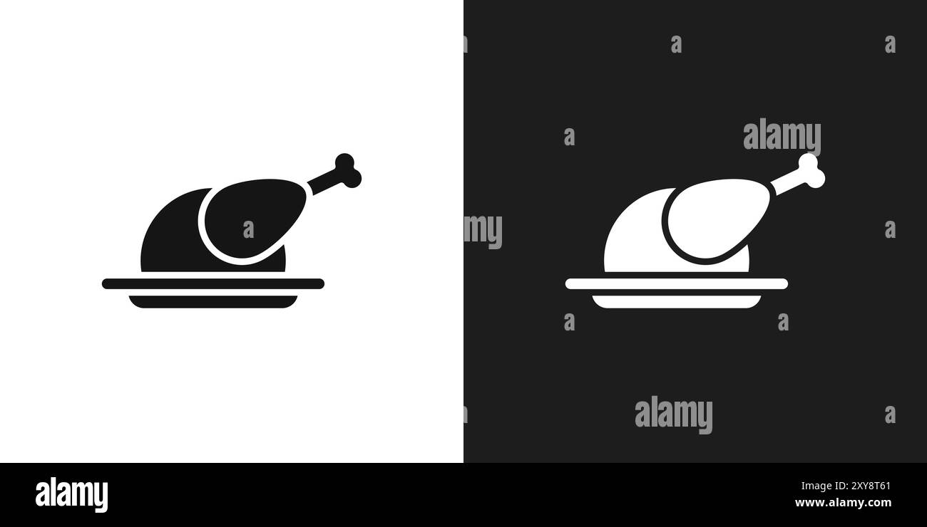 Turkey icon logo sign vector outline in black and white color Stock ...