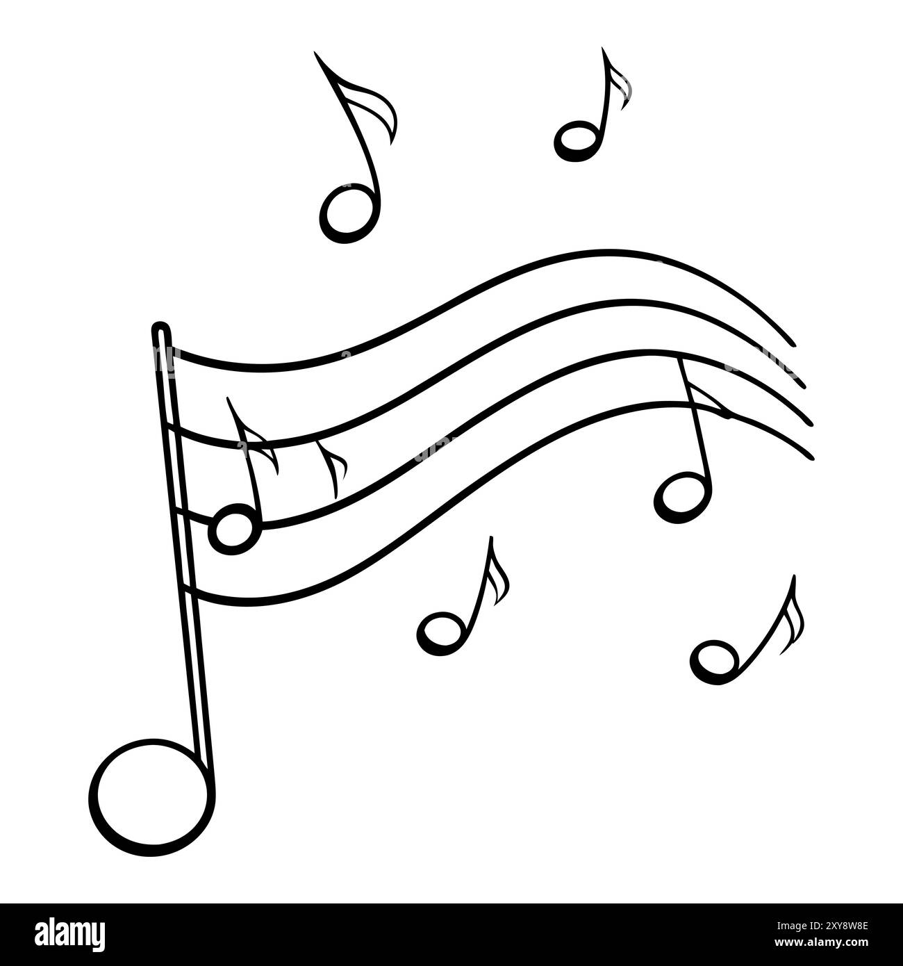 Musical background with notes. Flying music notes. Song notation in ...