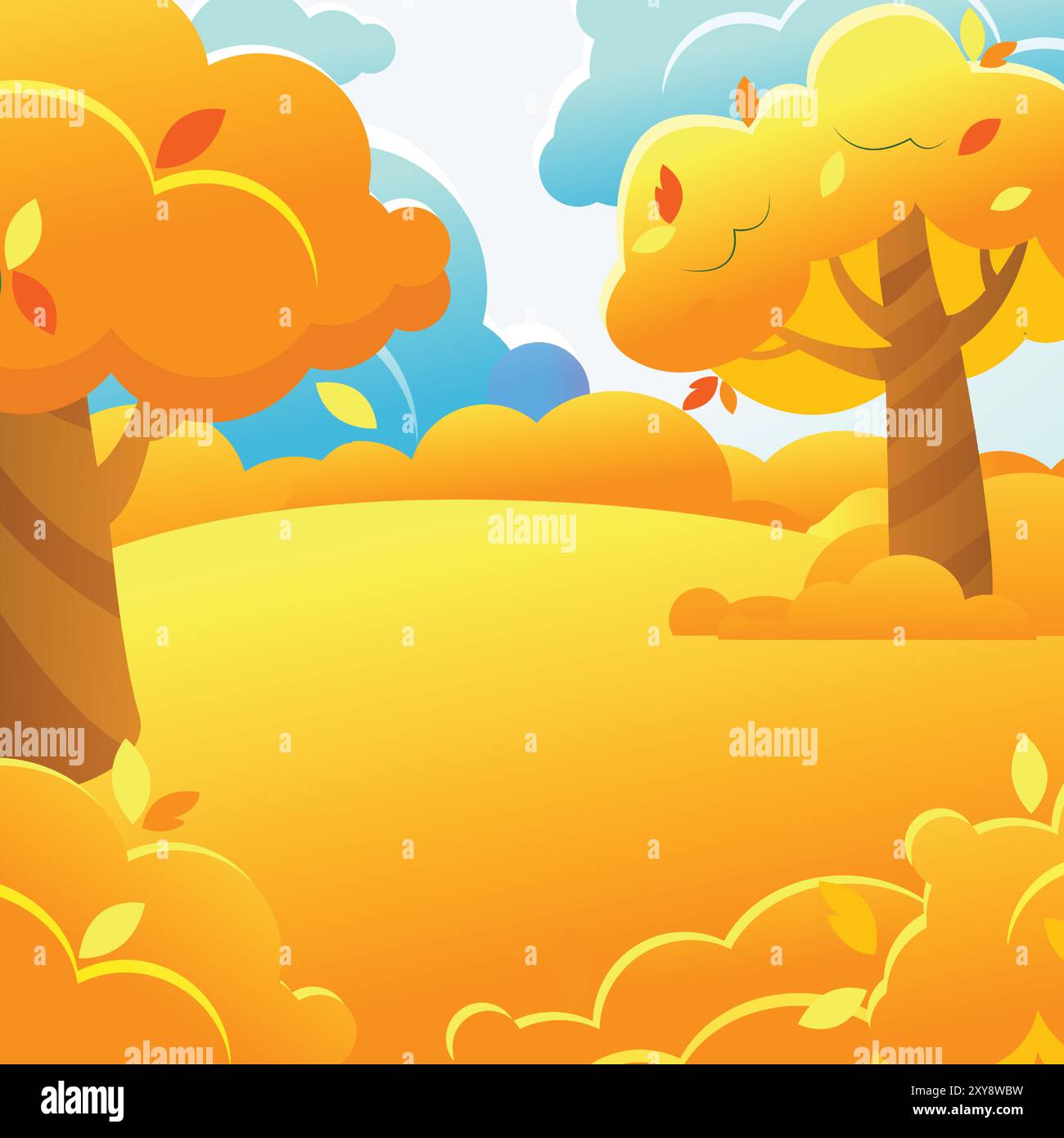 Trees in meadow clouds Stock Vector Images - Alamy