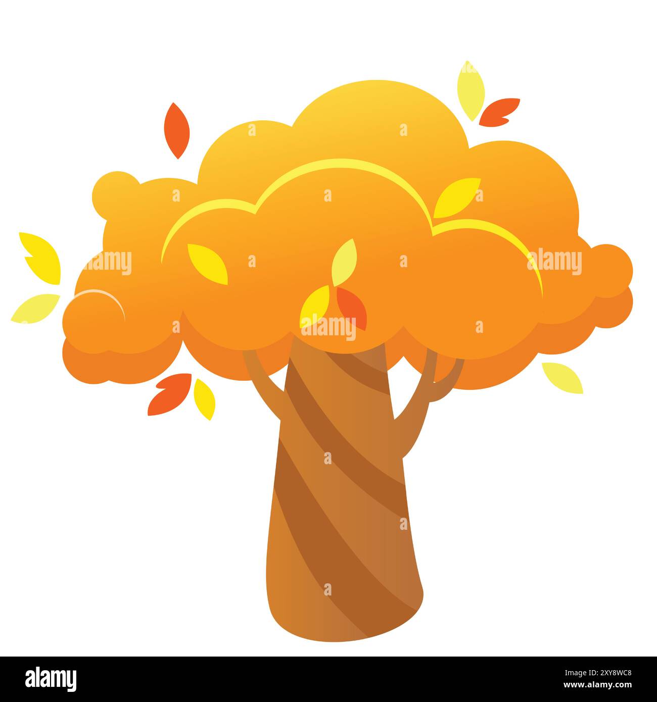The tree is covered with yellow leaves. Cartoon style autumn tree ...