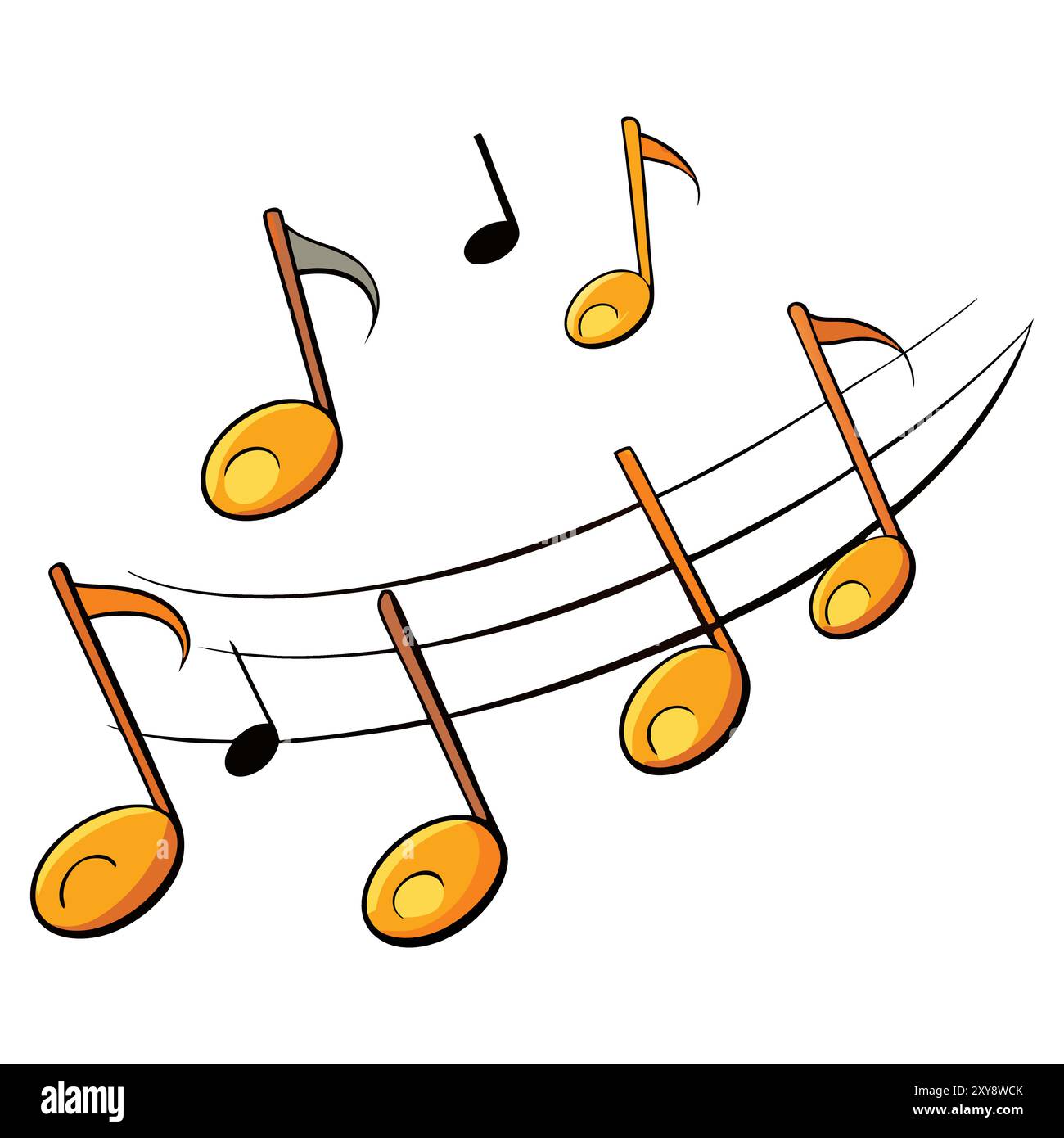 Musical background with notes. Flying music notes. Song notation in ...
