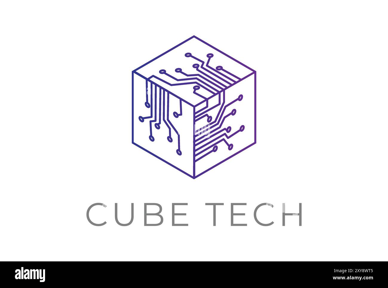 Futuristic Box Cube Digital Electronic Circuit Chip for Smart Tech Logo ...