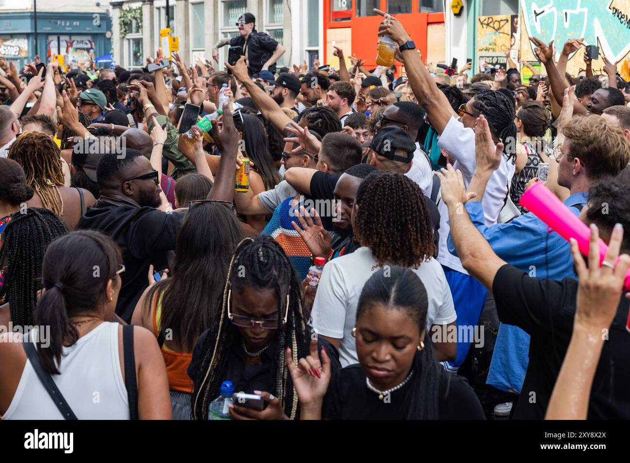 London, UK. 26th August, 2024. Revellers are pictured at the Rapattack ...