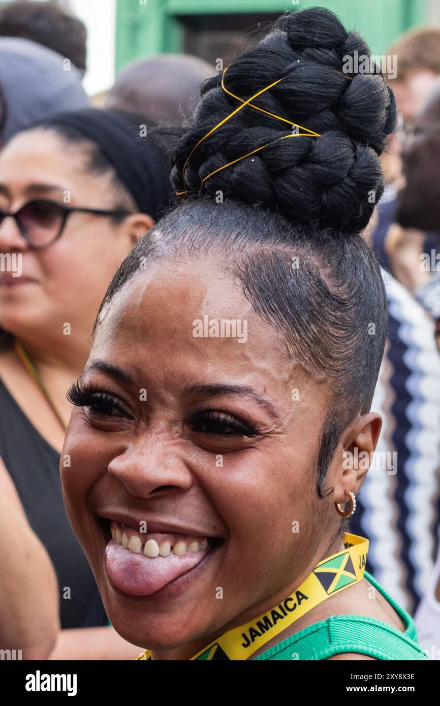 London, UK. 26th August, 2024. A reveller enjoys the Rapattack sound ...