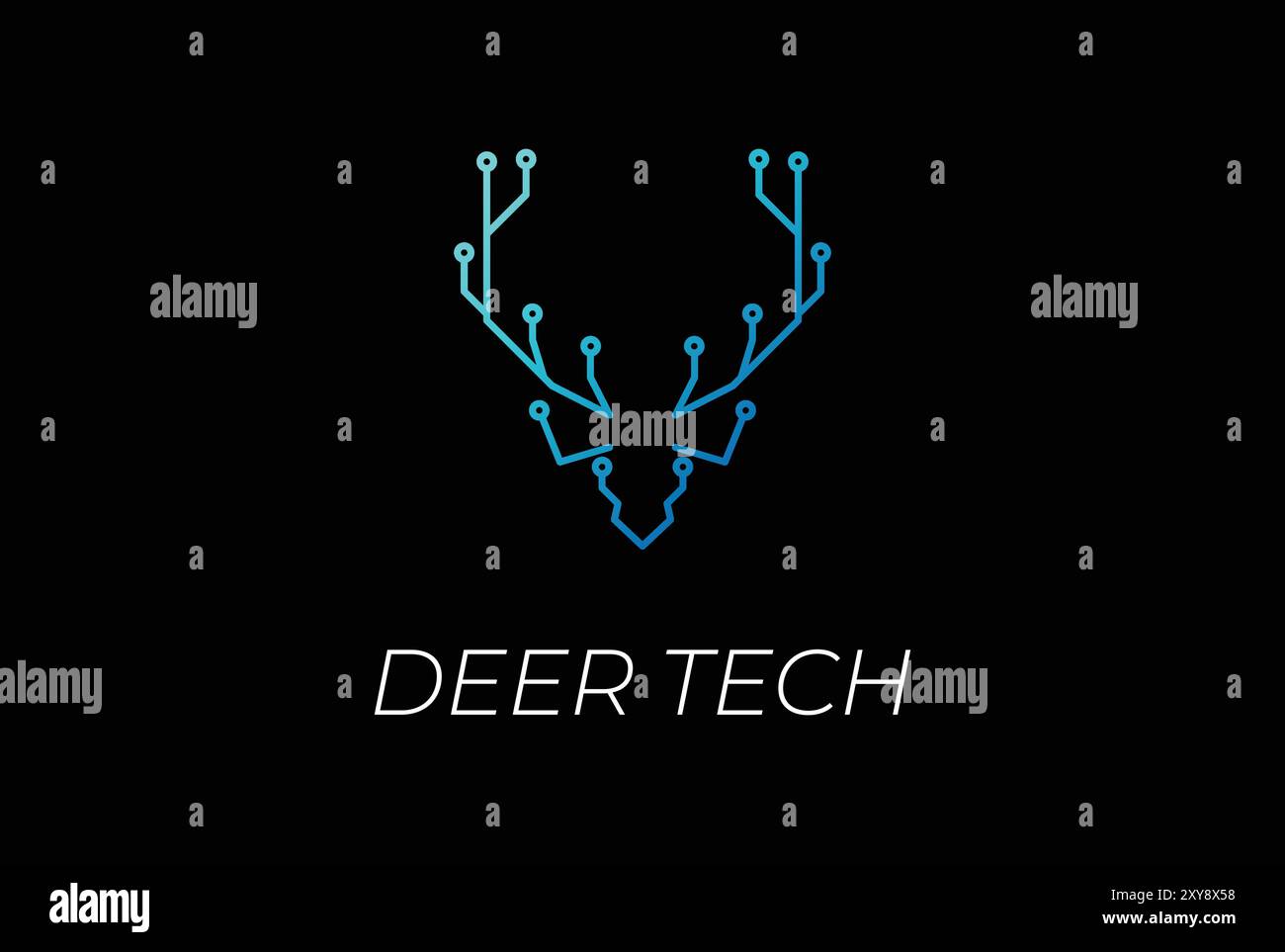 Deer Head with Electronic Circuit for Smart Tech Logo Design Stock ...