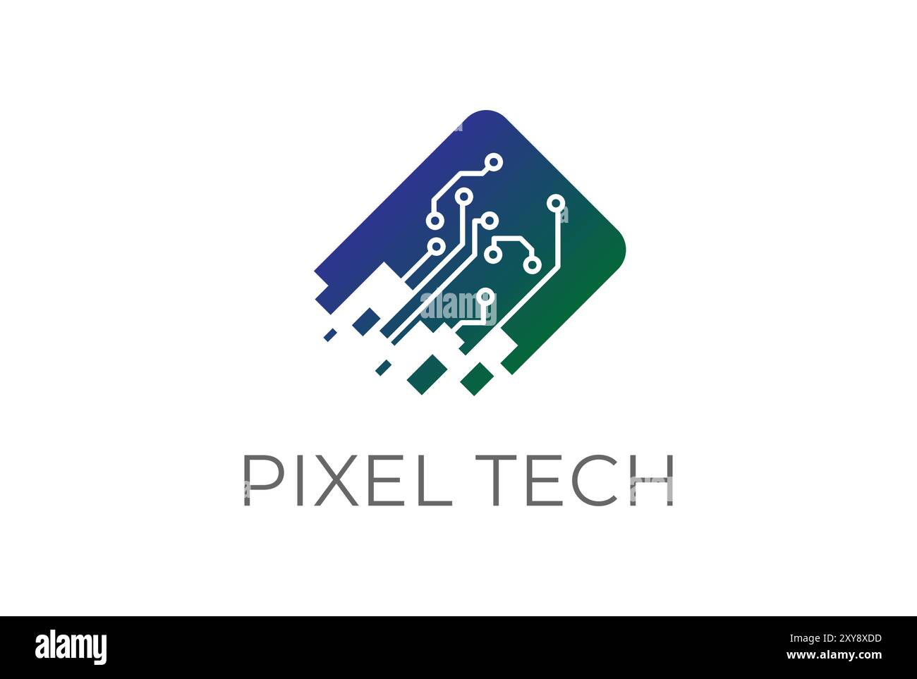 Futuristic Digital Electronic Circuit Chip Tech with Pixel Logo Stock ...