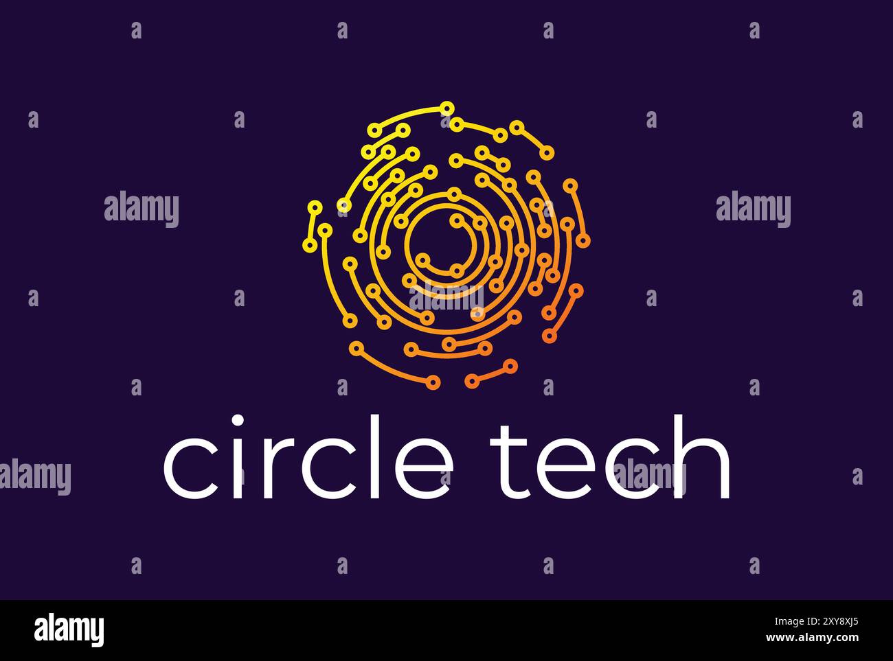 Circle Circular Round Digital Electronic Circuit Chip for Smart Tech ...