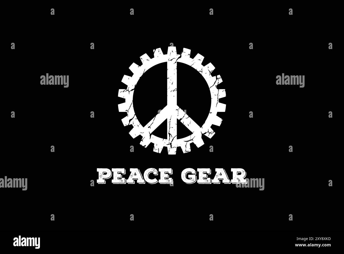 Peace Symbol with Gear Cog Driven for Union Industry Worker Community ...