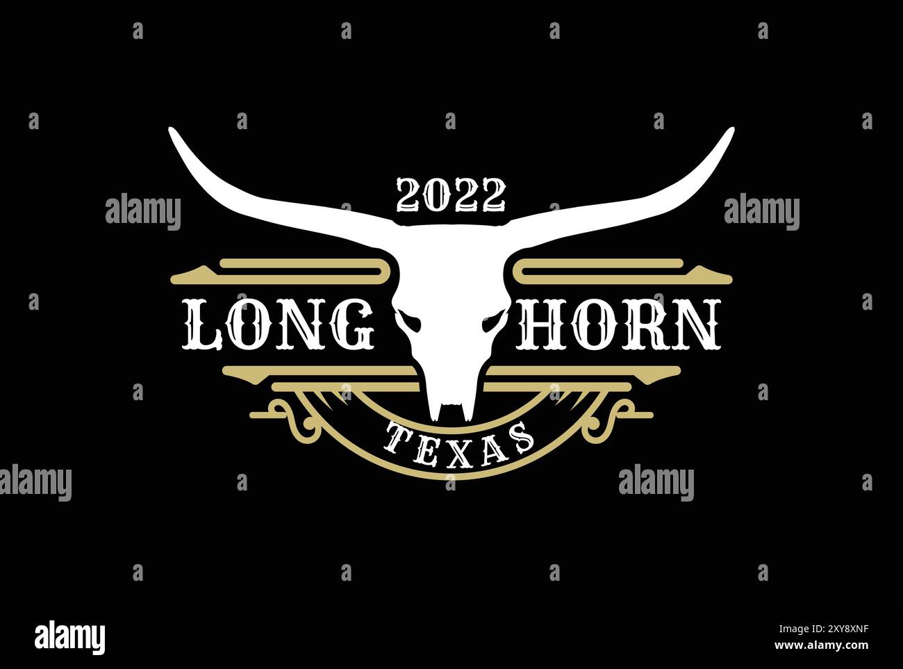 Texas Longhorn Country Western Bull Cattle Vintage Label Logo Design ...