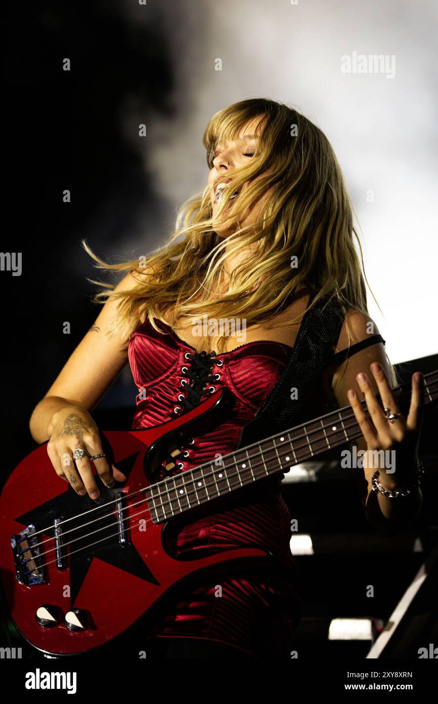 Victoria De Angelis, bassist of Maneskin band, performs live on the ...
