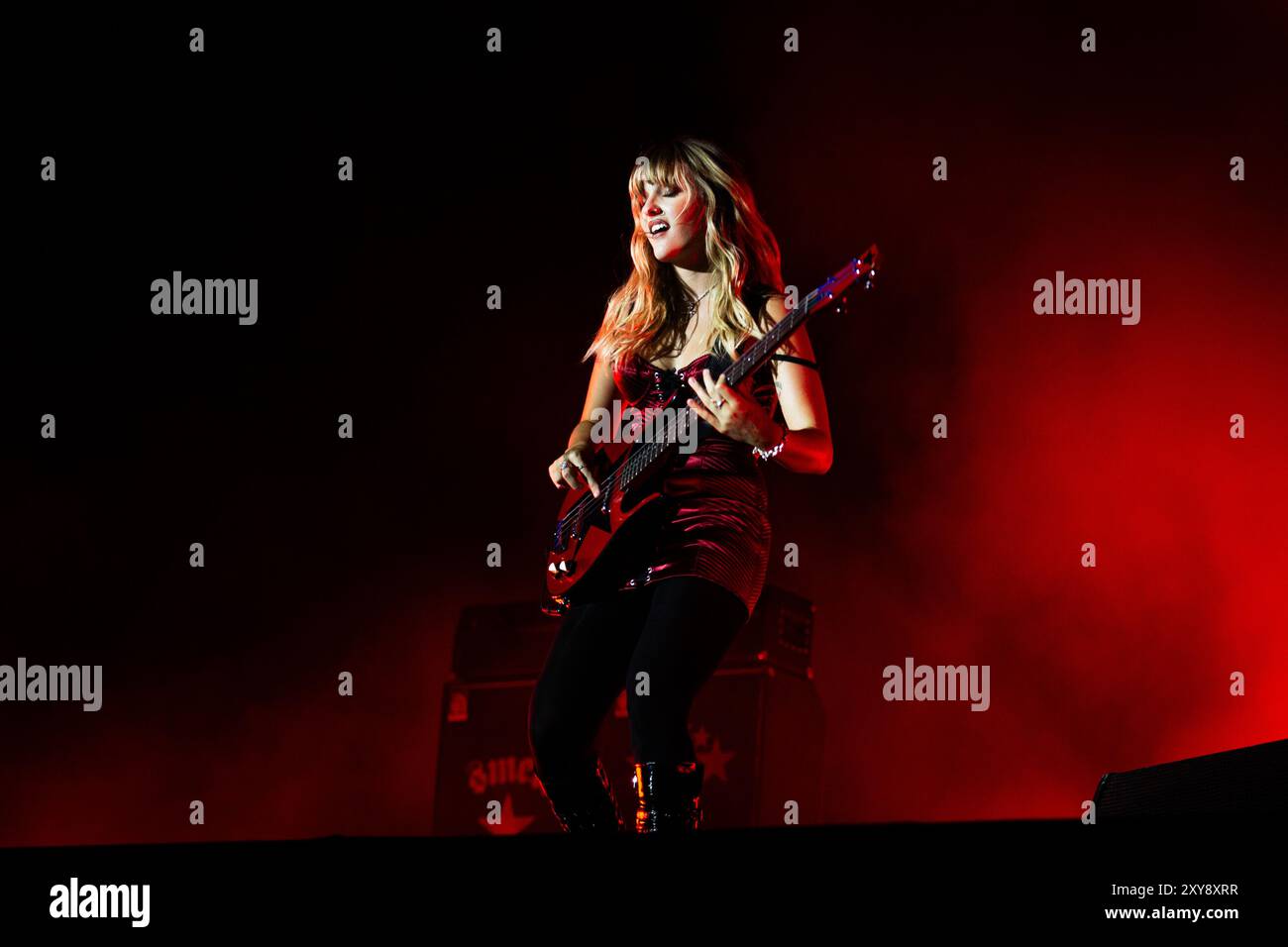 Victoria De Angelis, bassist of Maneskin band, performs live on the ...