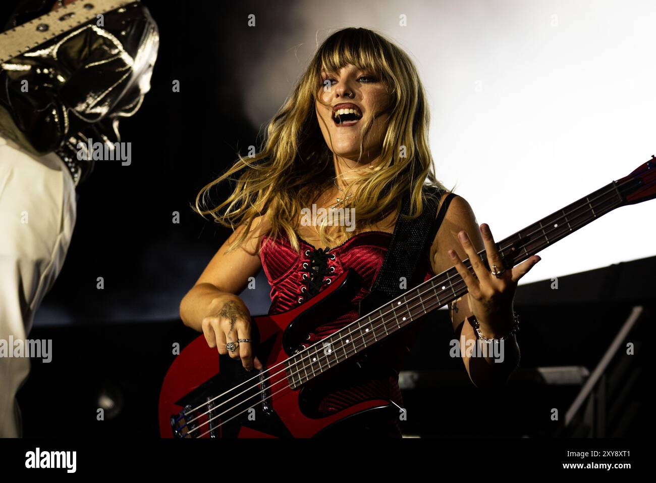 Victoria De Angelis, bassist of Maneskin band, performs live on the ...