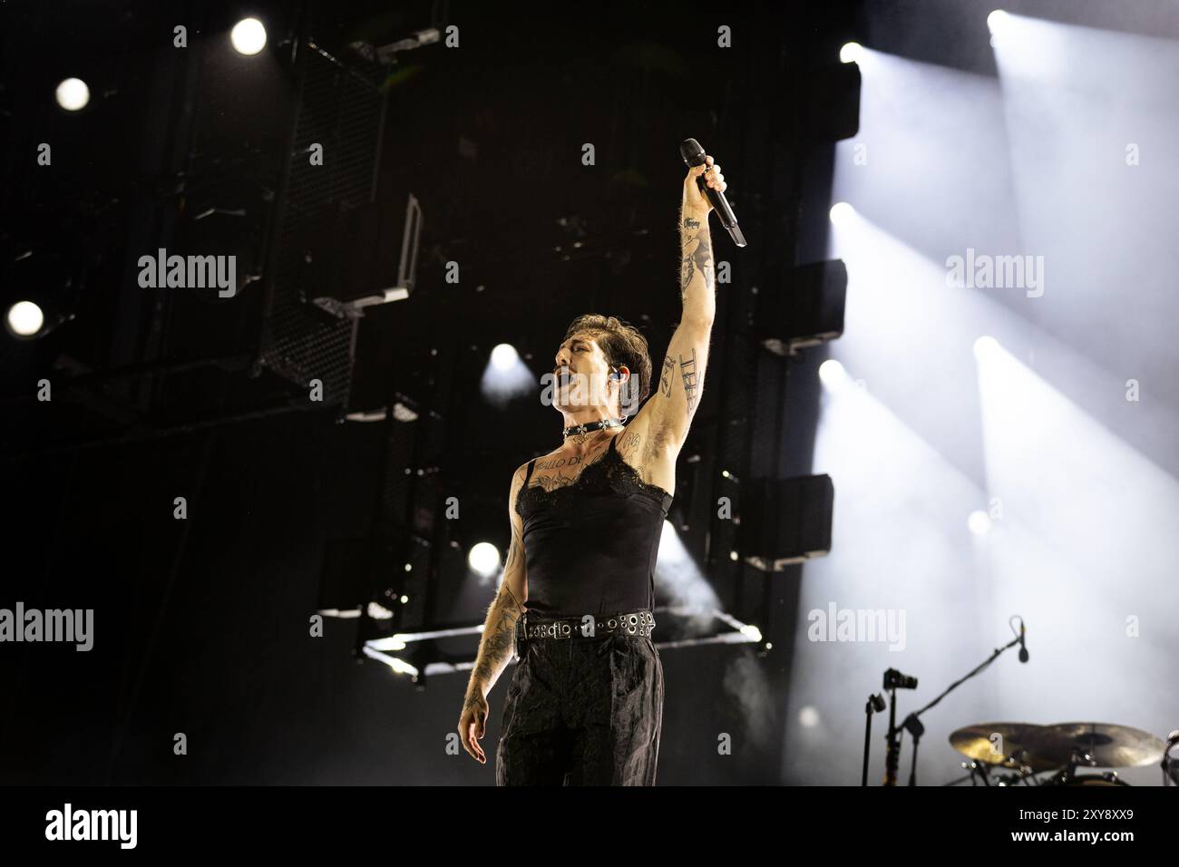 Damiano David, singer of Maneskin band, performs live on the second day ...
