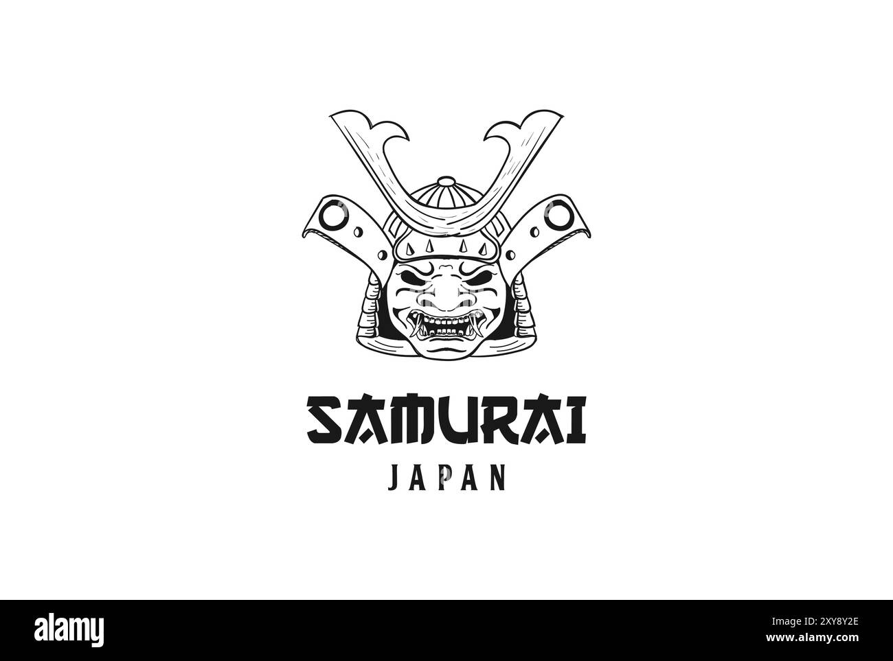 Vintage Japanese Samurai Mask Face Head Logo Design Vector Stock Vector ...