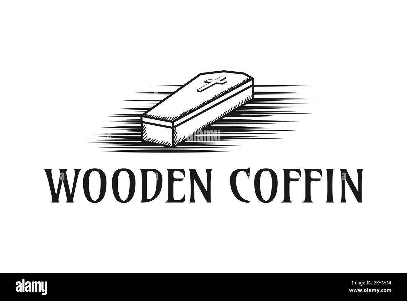 Vintage Wooden Coffin Casket Reliquary Chest Hearse Logo Design Vector ...