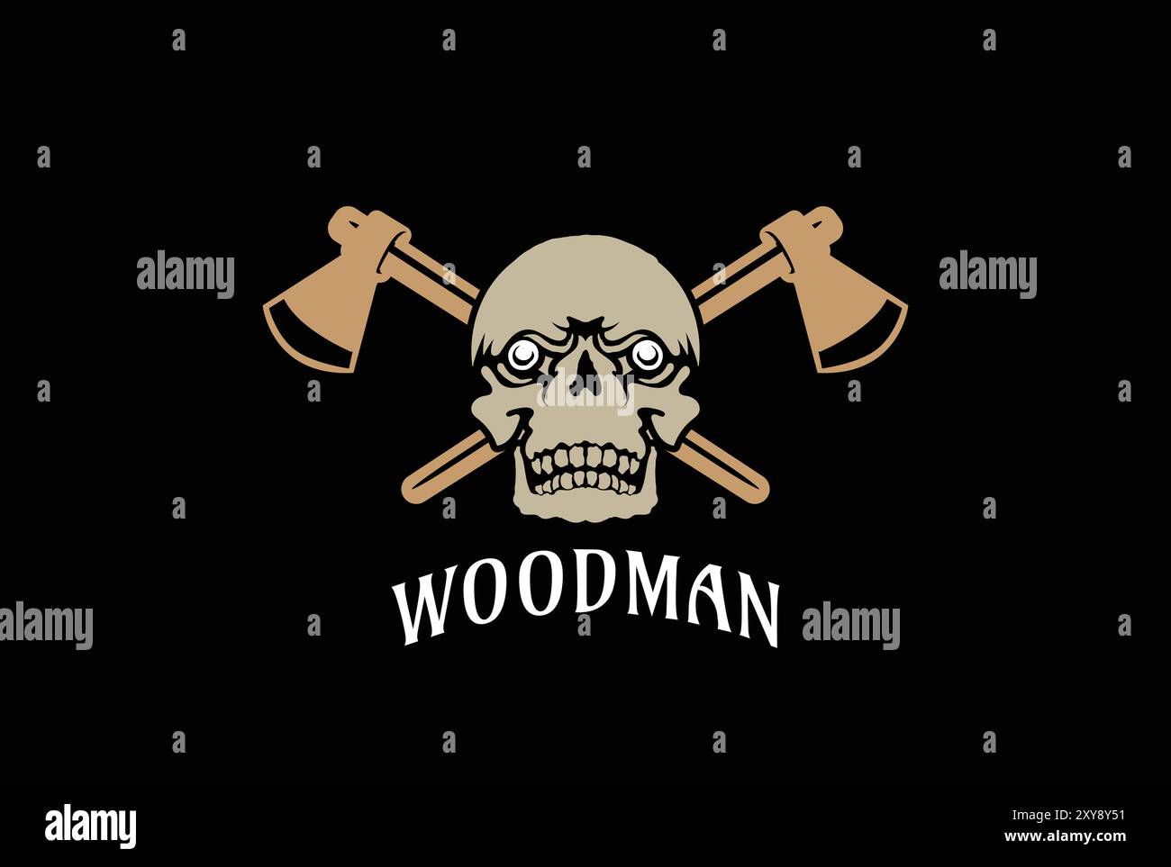 Vintage Skull Head Face with Ax for Woodman Lumberjack Timber Logo ...