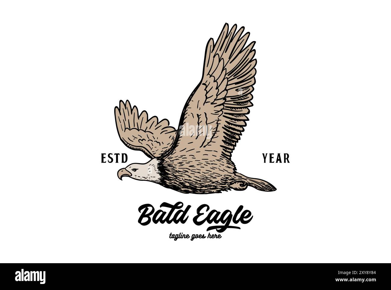 Vintage Retro American Flying Bald Eagle Hawk Falcon Bird Logo Design ...