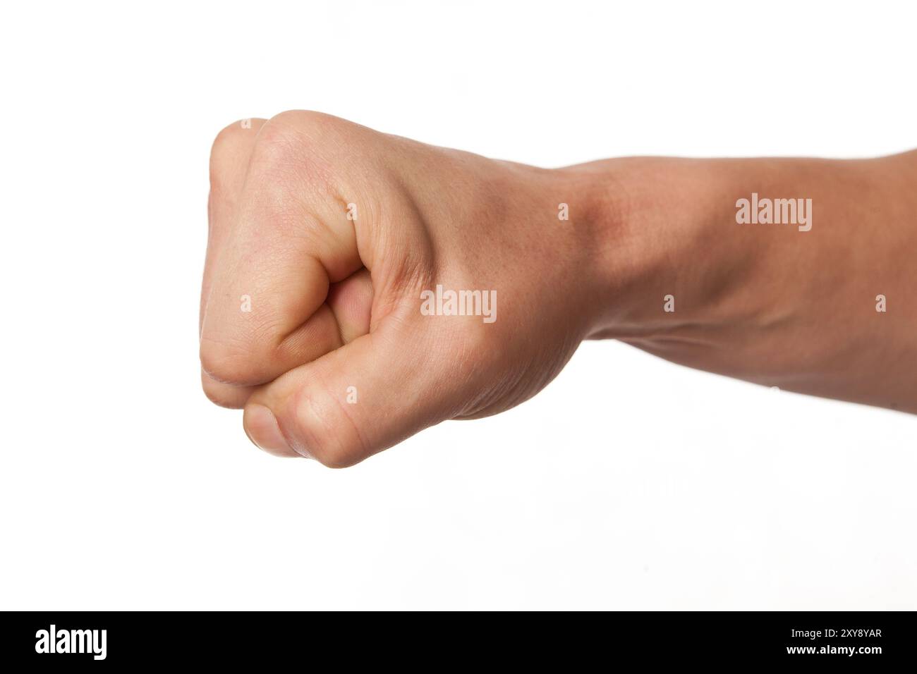 Hand power fist gesture isolated on white Stock Photo - Alamy