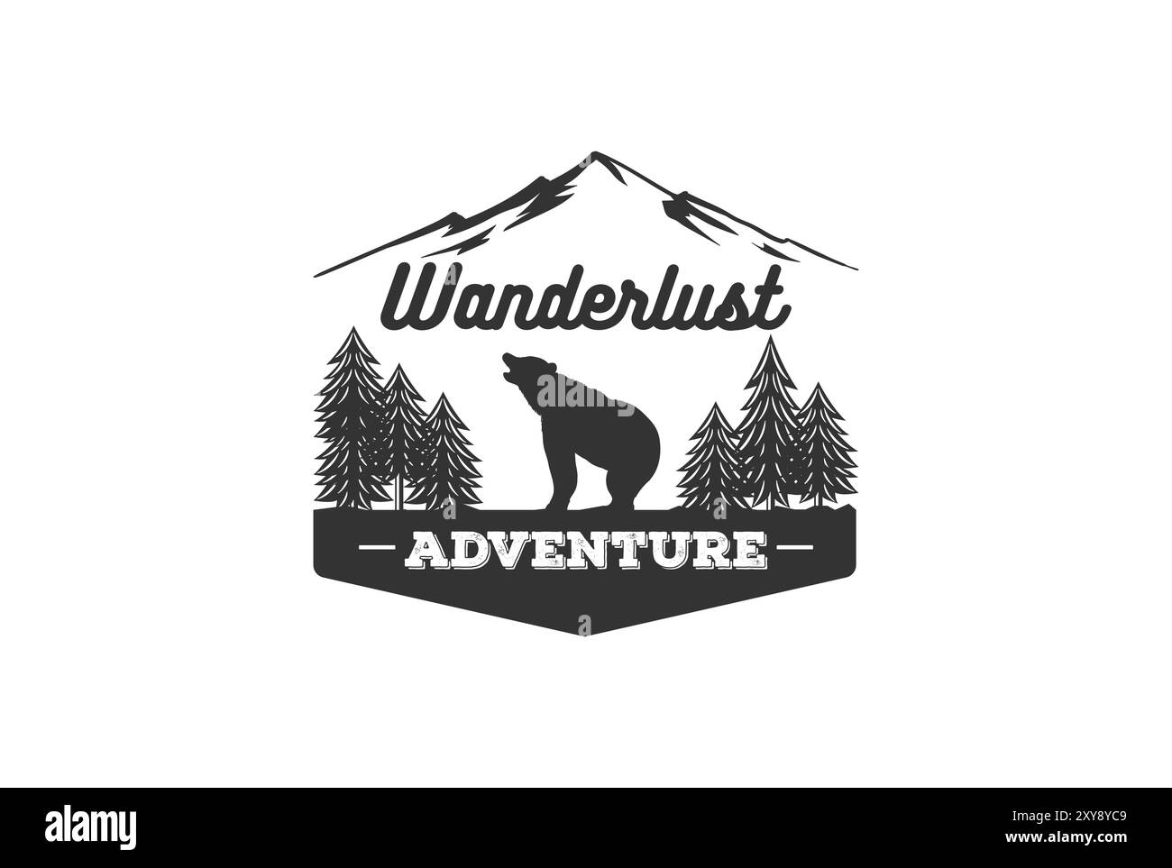 Vintage adventure hand drawn label design. Definition of wanderlust ...