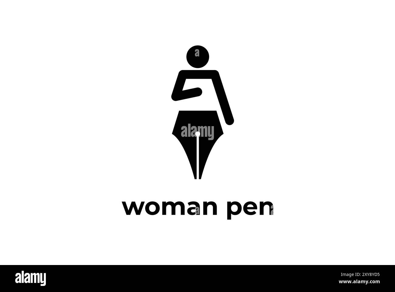 Woman Pen Icon Symbol for Education School University Logo Design Stock ...