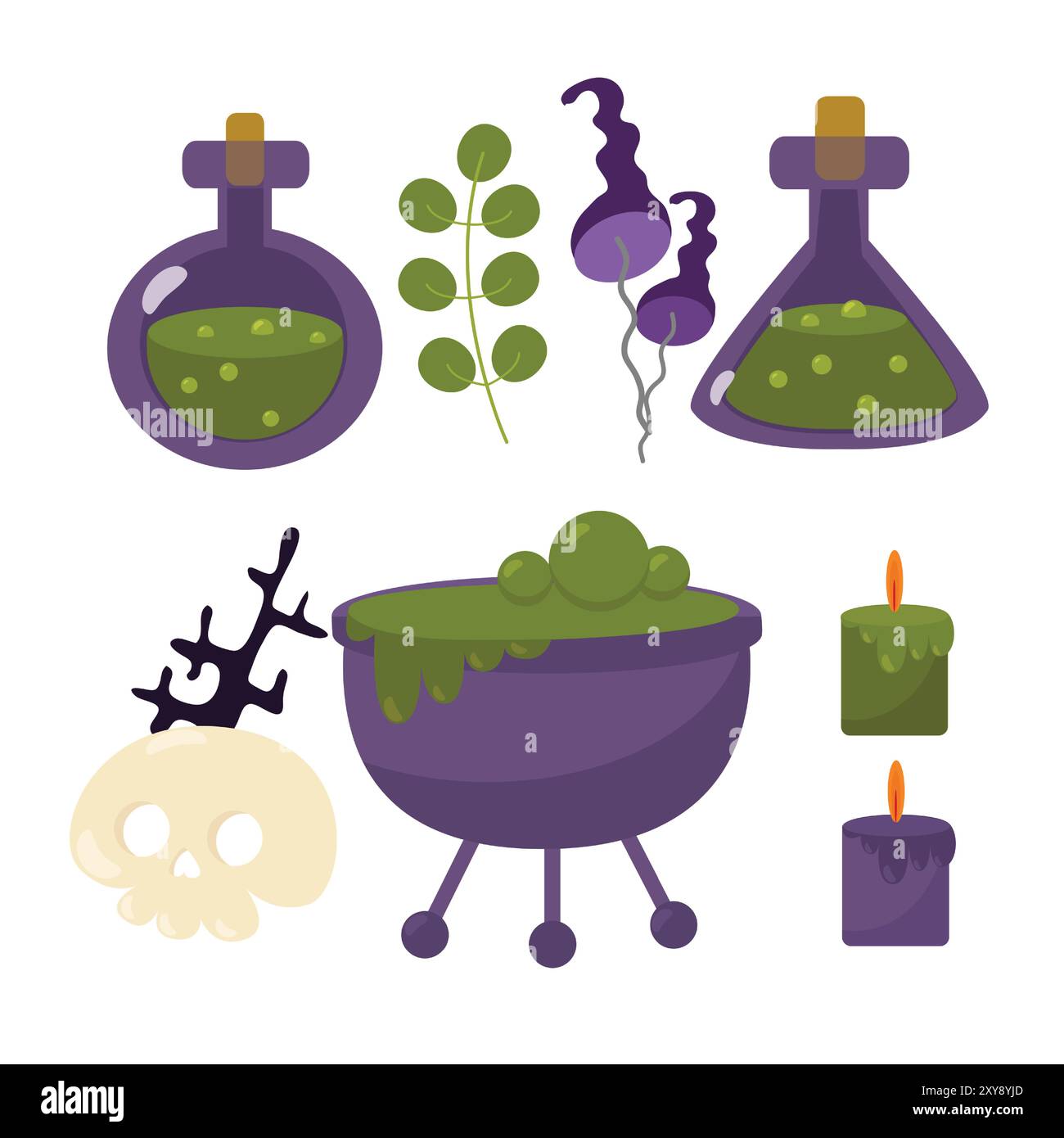 Halloween attributes in cartoon style attributes is isolated on a white ...