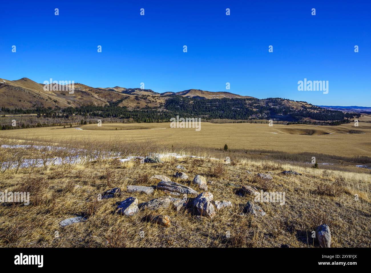The mountain ridges of the Black Creek Heritage Rangeland meet the edge ...