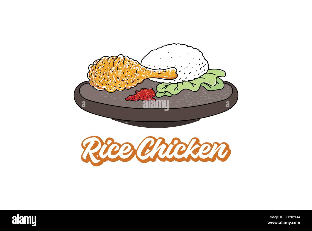 Rice Fried Chicken for Restaurant Food Catering Logo Design Stock ...