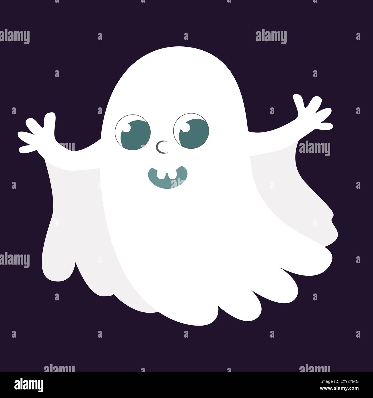 Cute ghost for Halloween. Cartoon character in flat style Stock Vector ...