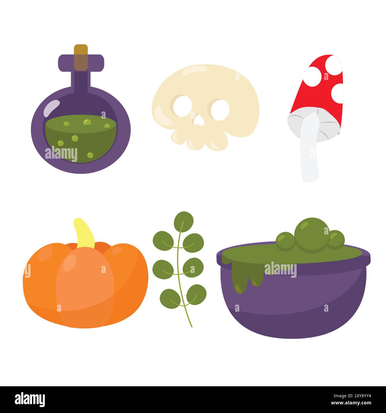 Halloween attributes in cartoon style attributes is isolated on a white ...