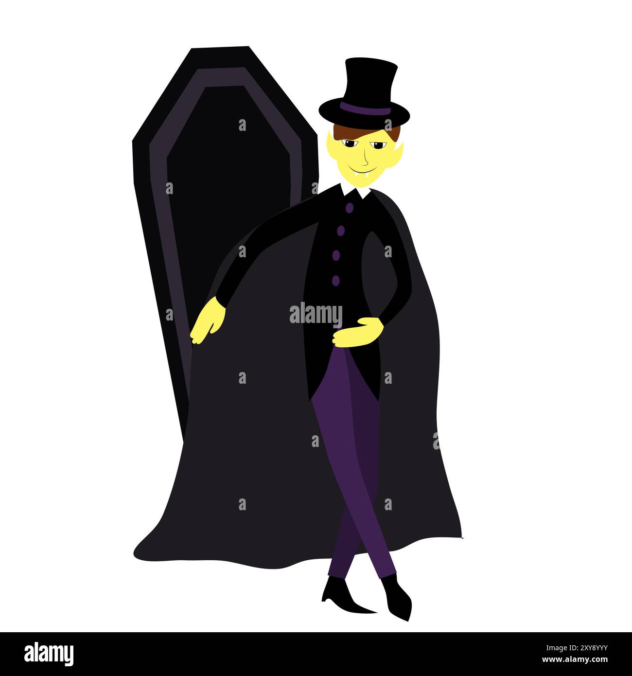 A vampire in a suit, cloak and hat. Halloween illustration in cartoon ...