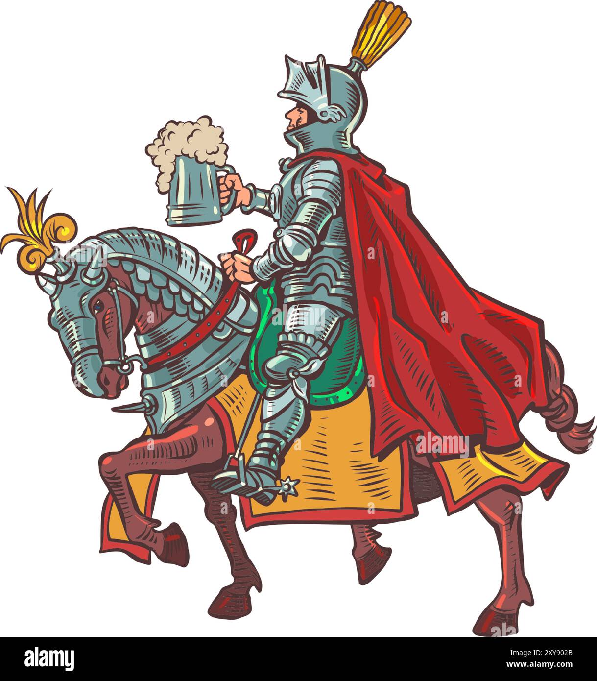 Medieval Knight On Horse Drawing Knight On Horse Drawing