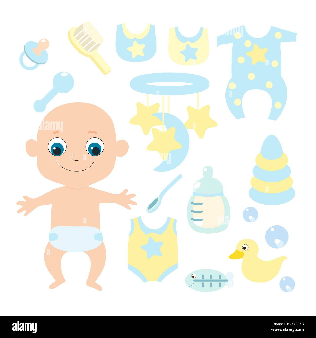 Set a small baby newborn or first year of life and baby items: mobile ...