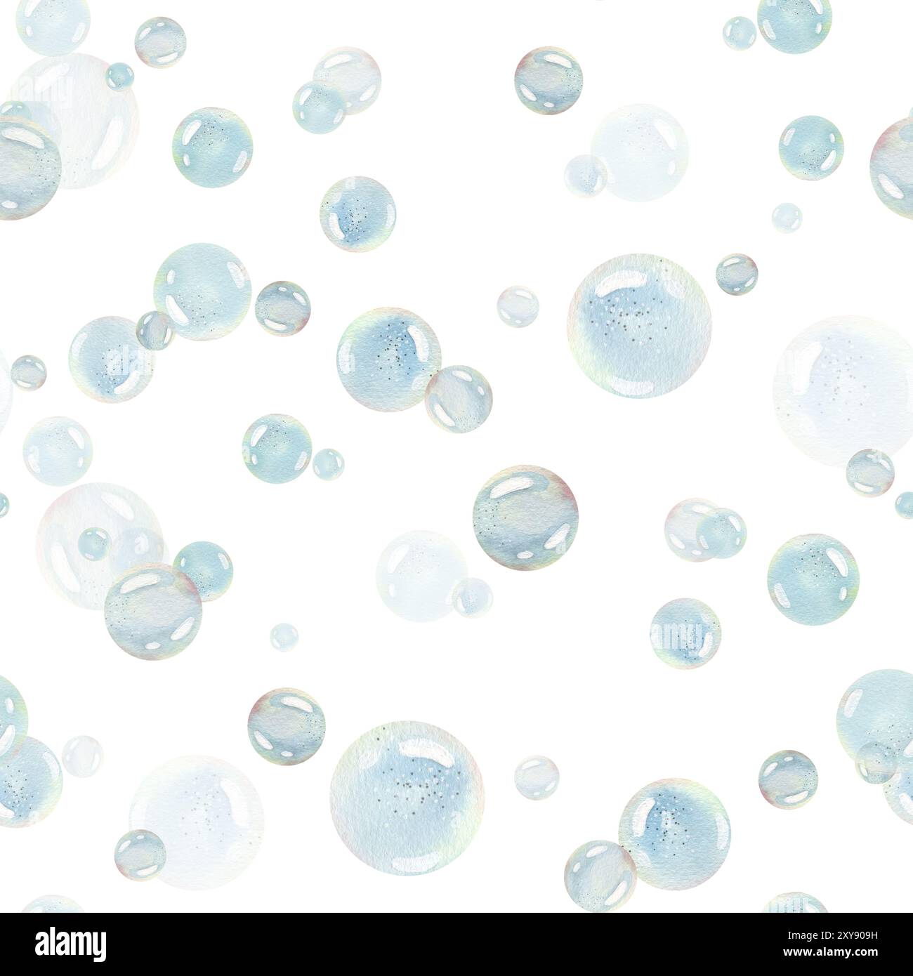 Blue water bubbles of different sizes and tones in a chaotic order ...