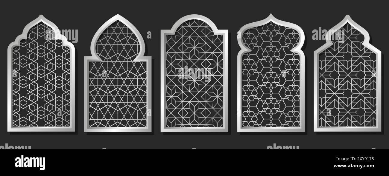 Arabian mosque window, arabic door with arabesque ornament shapes. Old ...